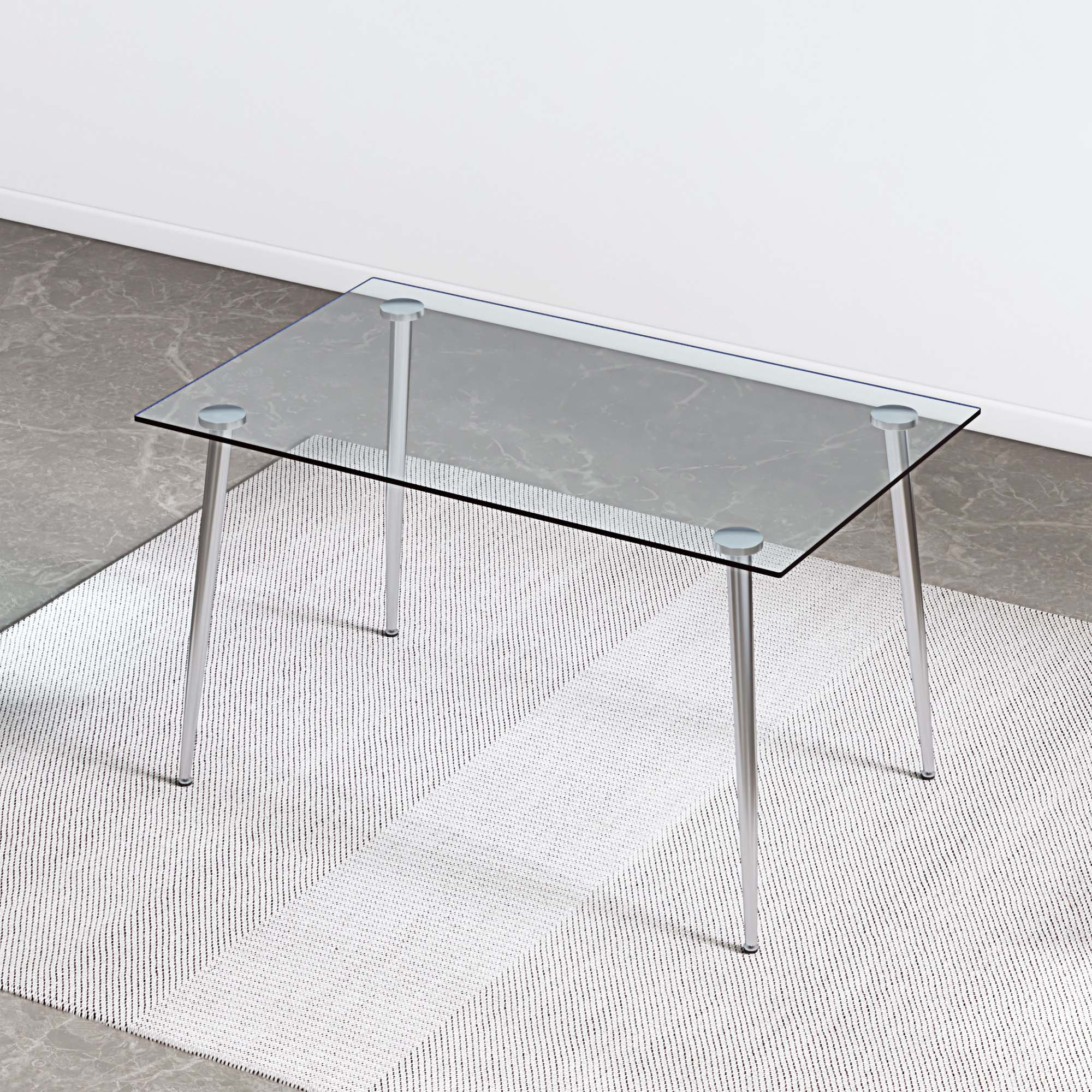 Wrought Studio™ Modern Minimalist Rectangular Glass Dining Table With ...