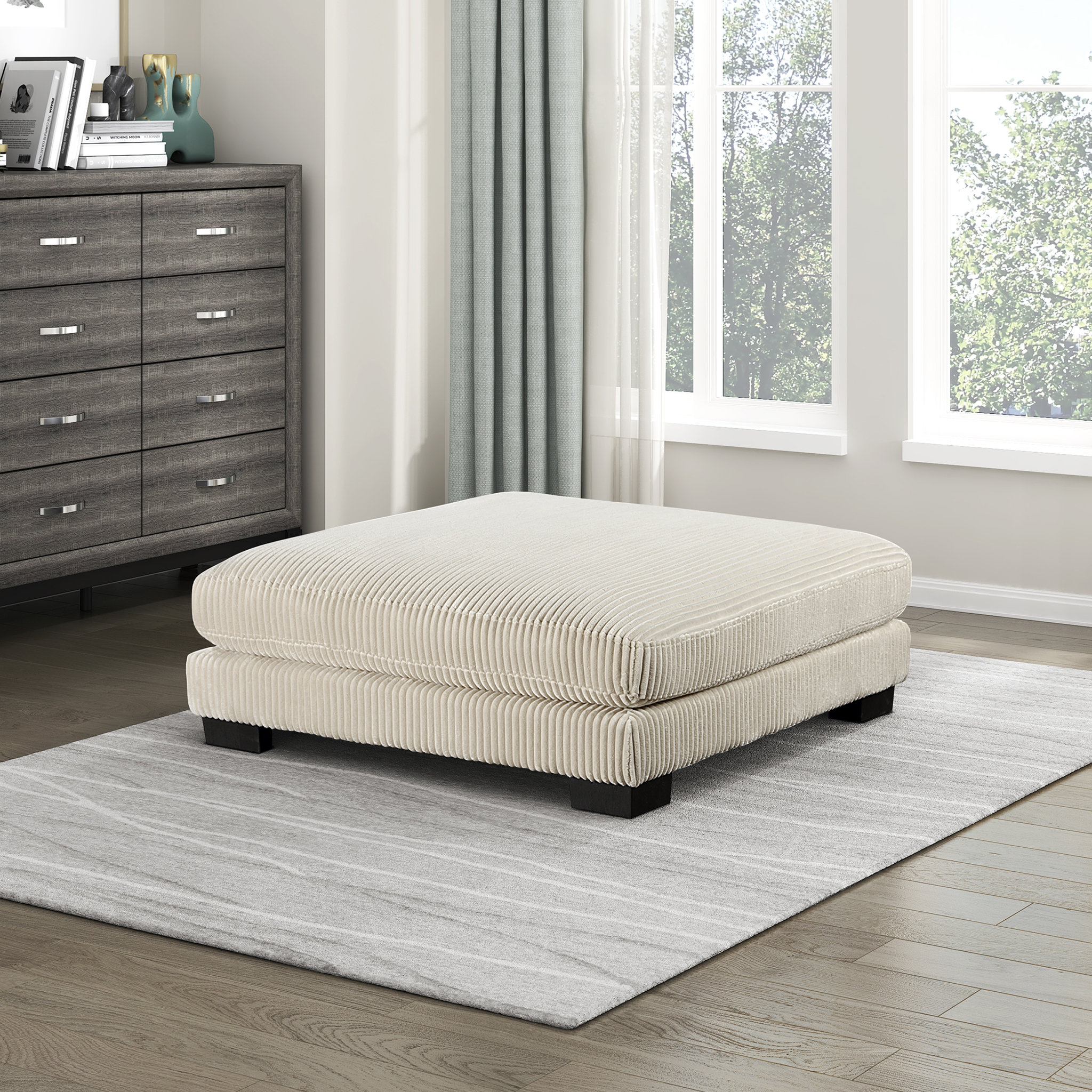 Latitude Run® Brinsley 45" Modern & Contemporary Corduroy Square ...