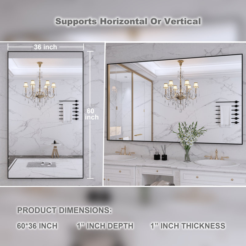 Ebern Designs Lesamuel Wall Mounted Vanity Mirror w/ Aluminum Frame for ...