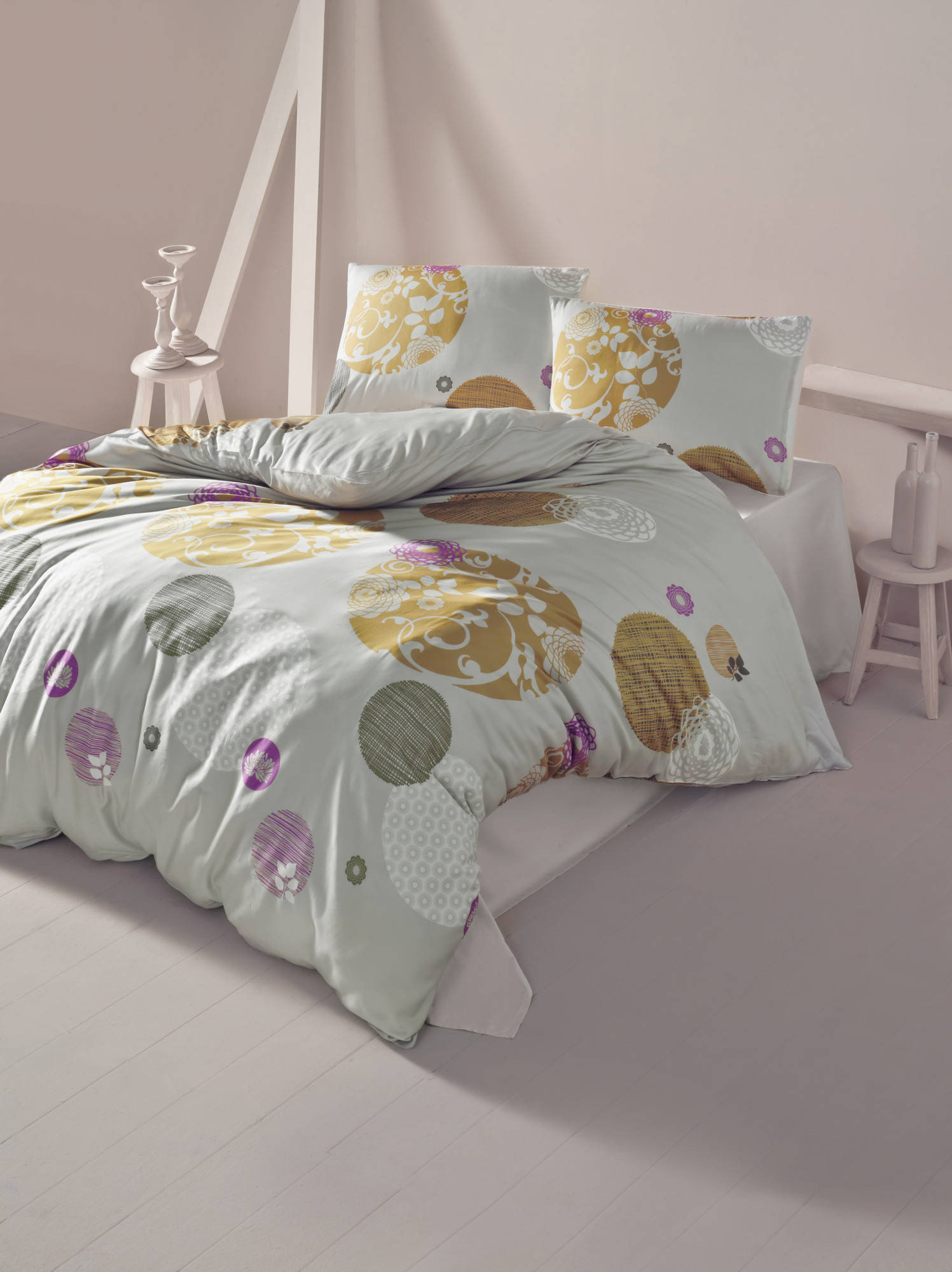 Asir Group INC Tweedy Gold/Pink/White 100% Cotton Modern & Contemporary ...