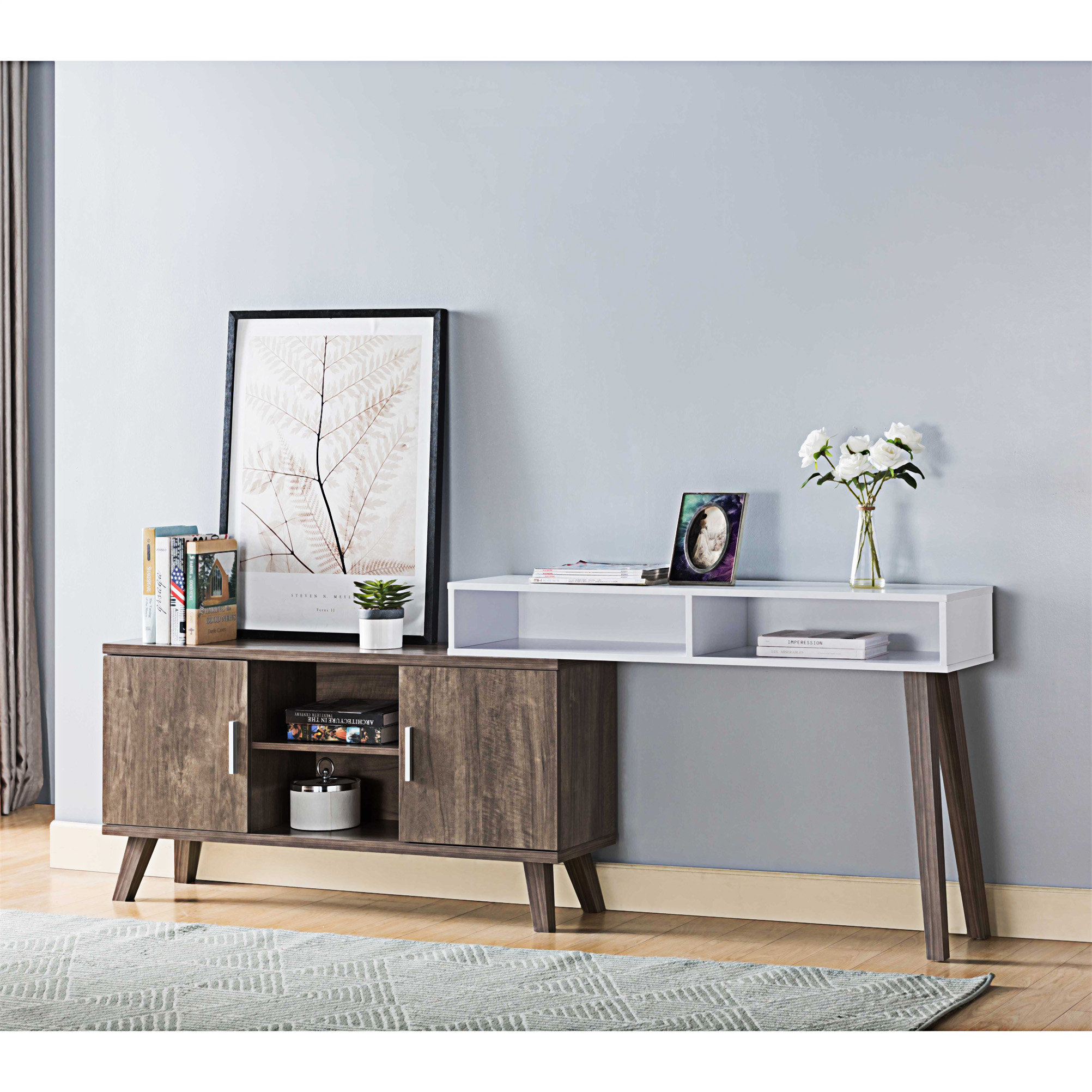 wendeway Home Entryway Console Table With Multi- Storage Compartments ...