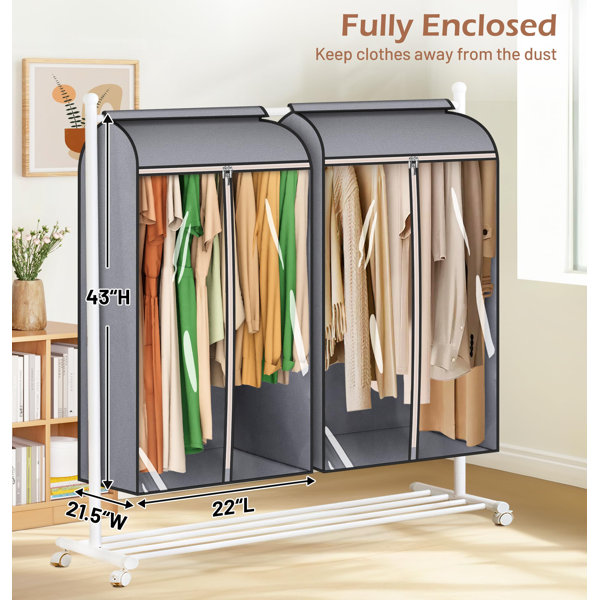 Rebrilliant 43" Hanging Garment Bags For Hanging Clothes Fully Enclosed ...
