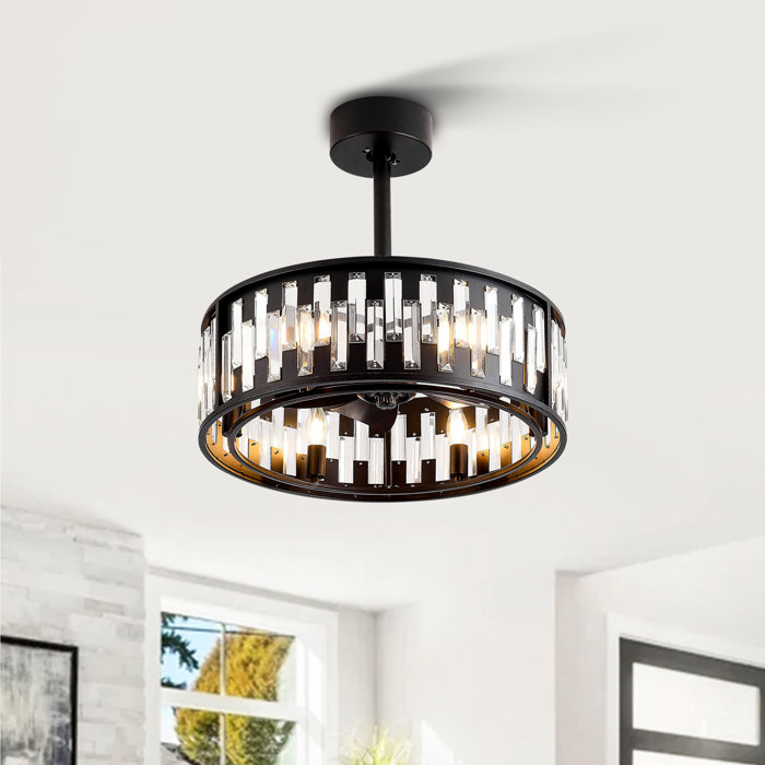 Mercer41 21.6'' Isaya Indoor Crystal Chandelier Ceiling Fan With Remote ...