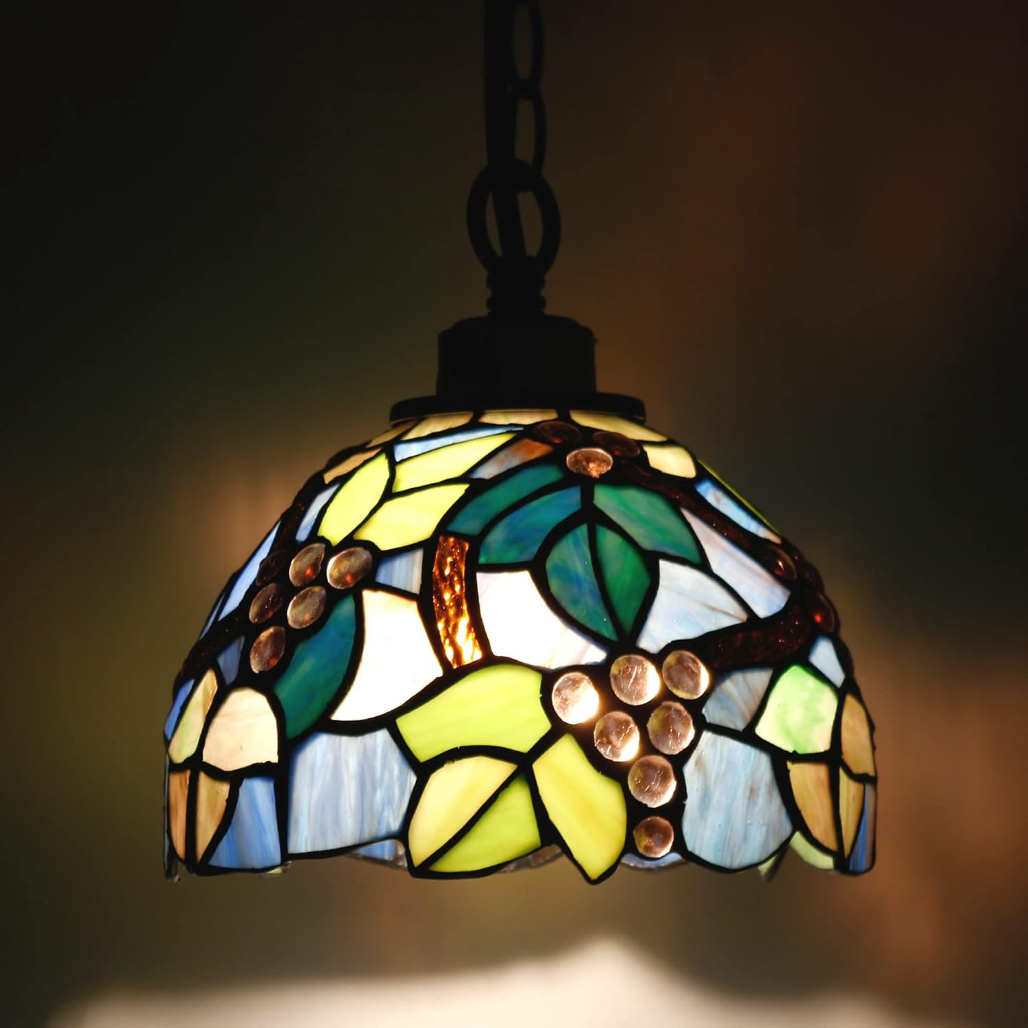 World Menagerie Tiffany Style Pendant Swag Lamp With Stained Glass ...