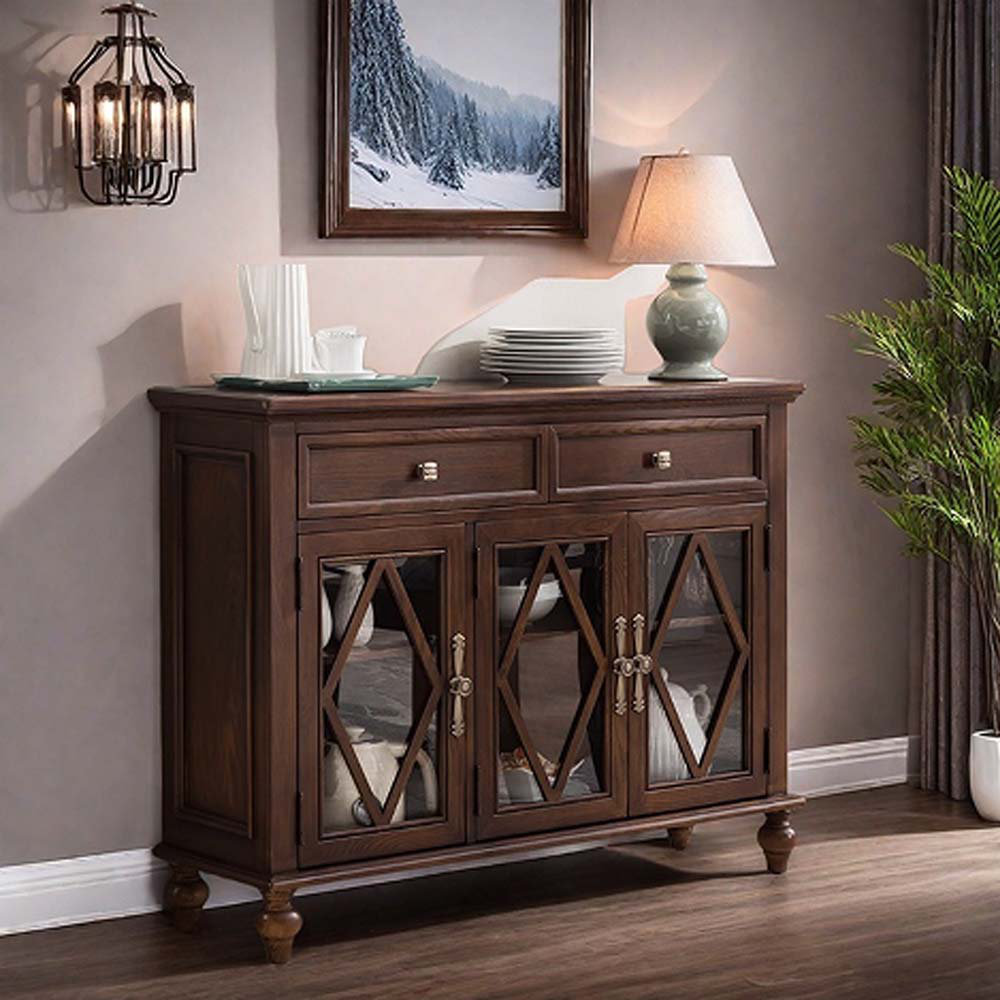 EXQKITFU Retro style Solid wood Sideboard cabinet with drawers ...