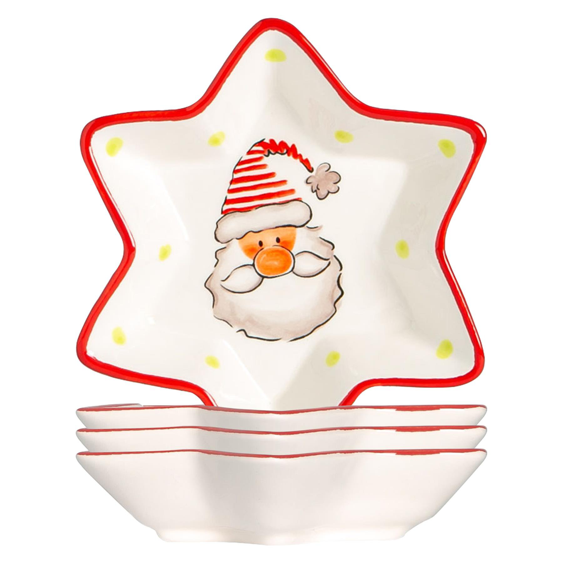 Nicola Spring - Father Christmas Star Serving Plates - 18cm - White ...