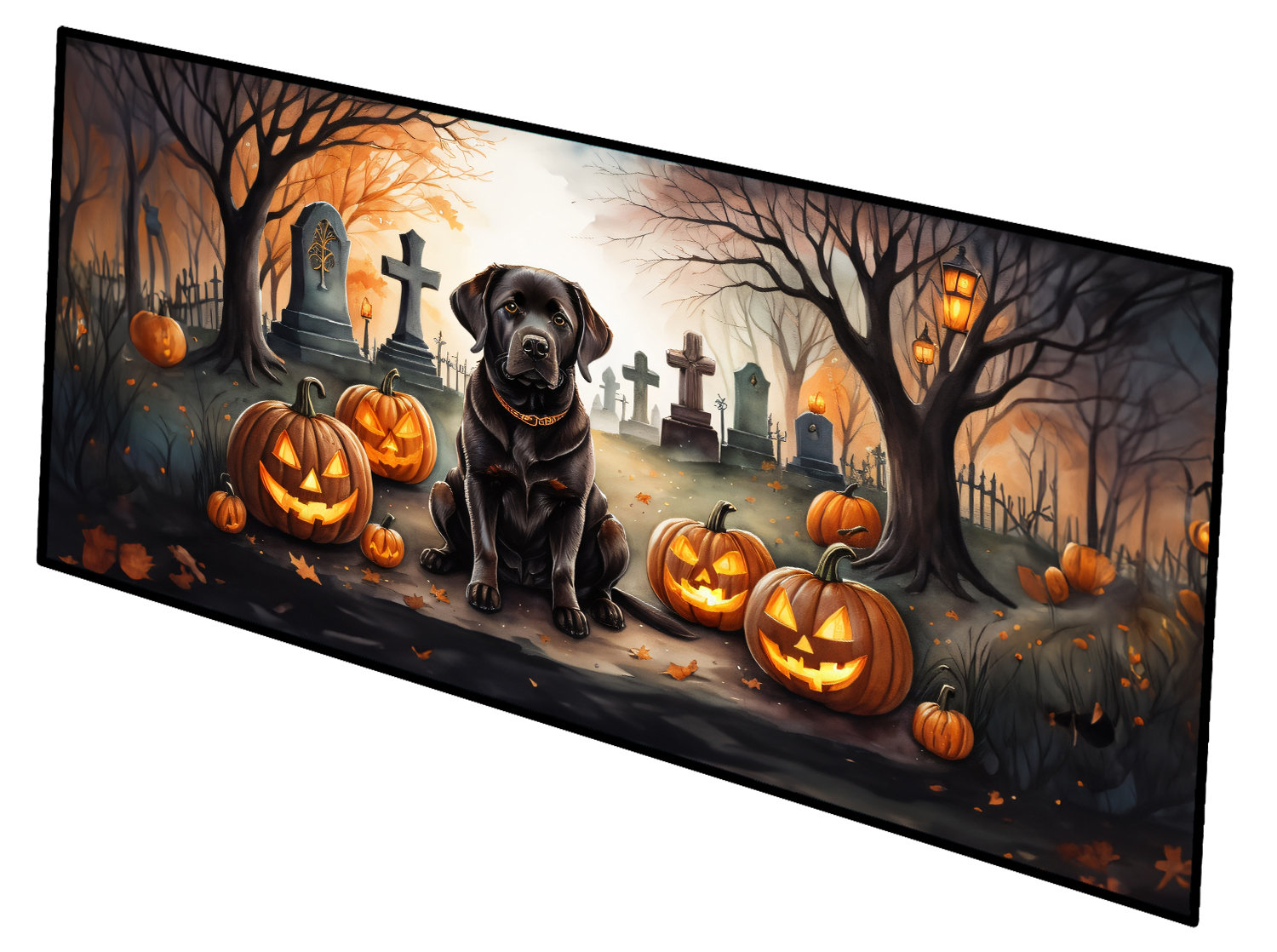 The Holiday Aisle® Chocolate Labrador Retriever Spooky Halloween Runner ...