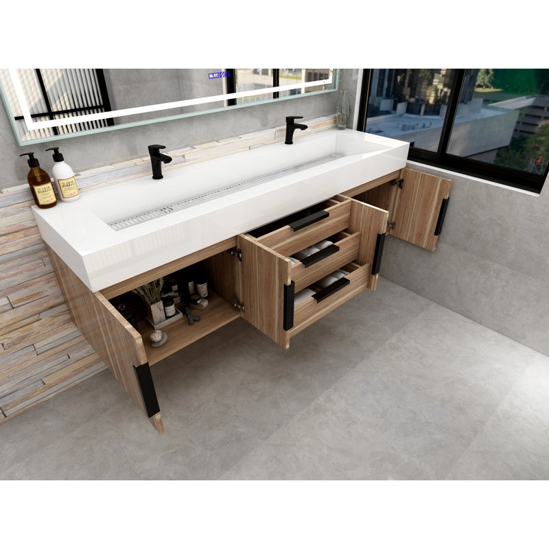 Latitude Run® Jessica 72'' Wall-Mounted Single Bathroom Vanity | Wayfair