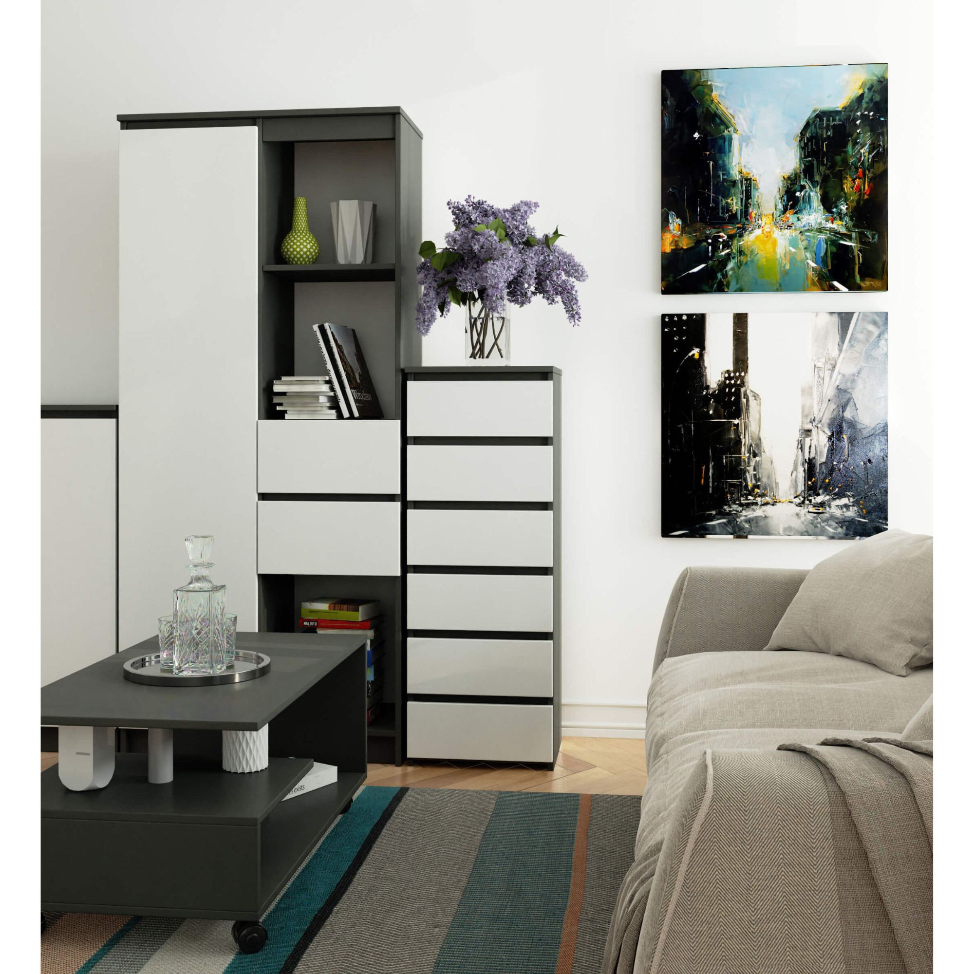 17 Stories Chest of drawers 17 Stories CL6 graphite gray 40cm 6 drawers ...