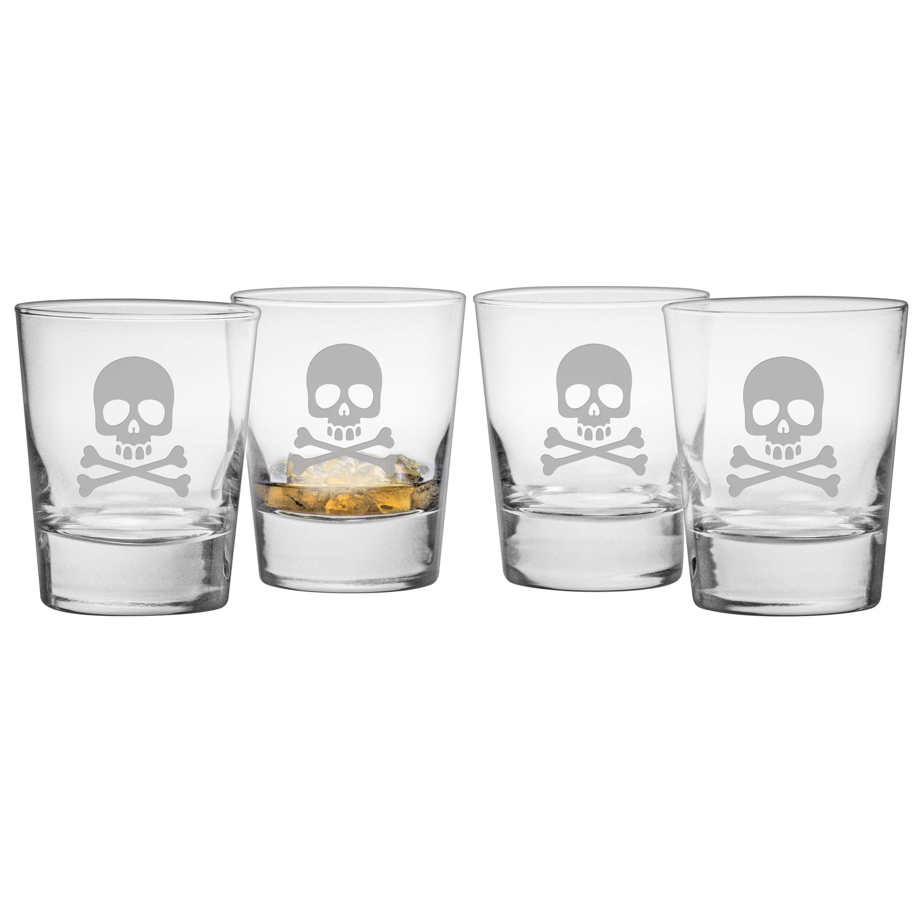 Winston Porter Grandwood Skull and Crossbones 13 oz. Whiskey Glass ...