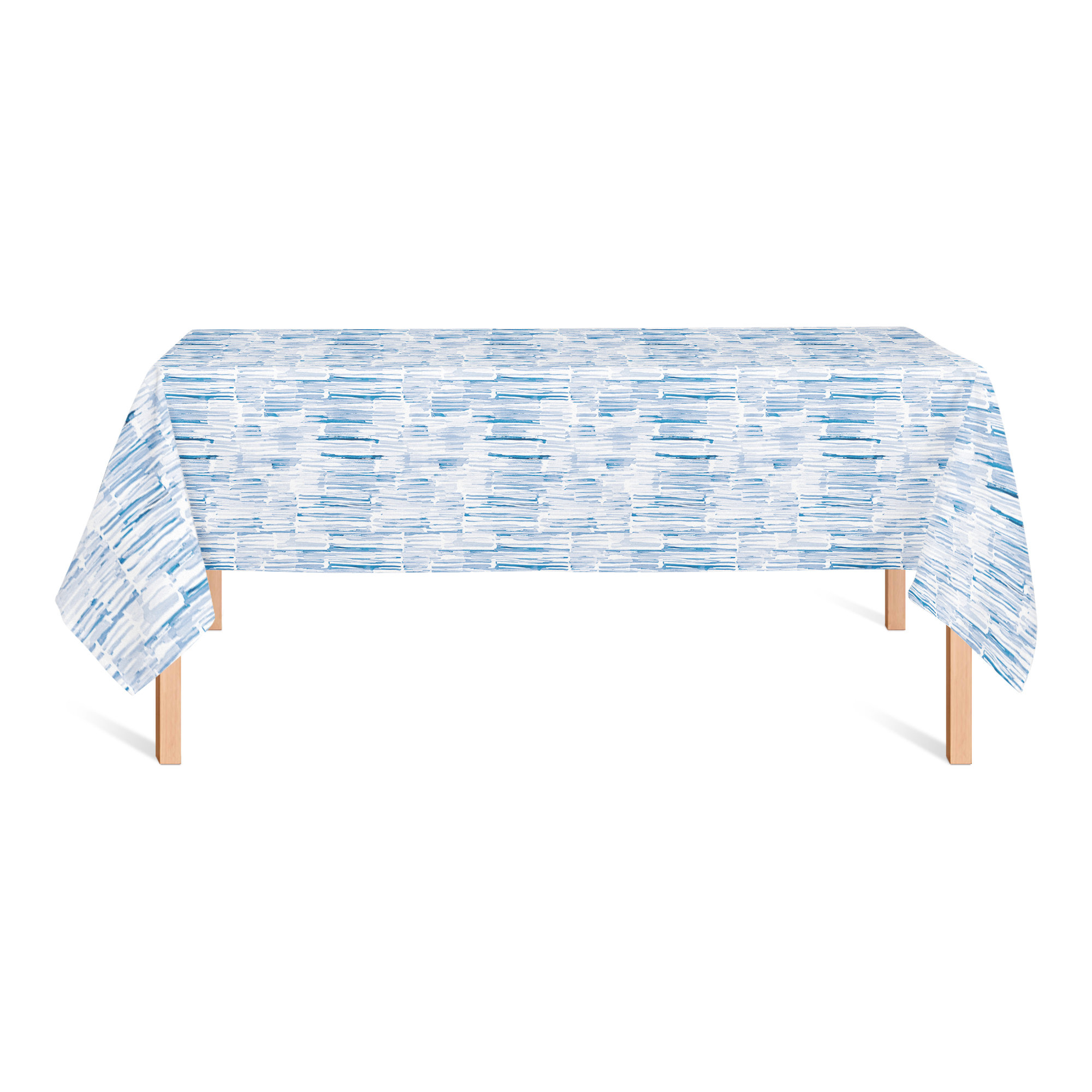 Orren Ellis Blue Watercolor Hatch Pattern Tablecloth | Wayfair