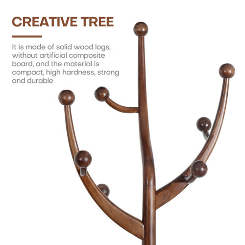 Wildon Home® Janiya Solid Wood 8 - Hook Freestanding Coat Rack | Wayfair