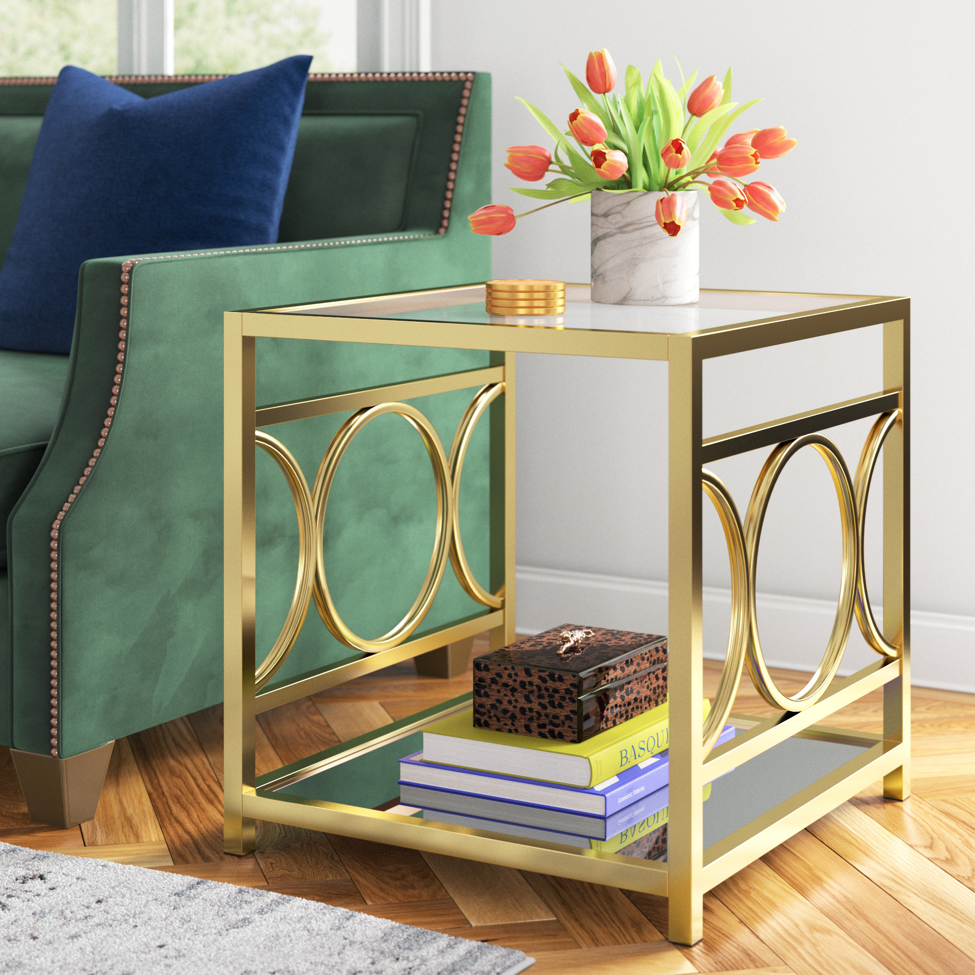 Willa Arlo Interiors Taoran Glass Top End Table & Reviews | Wayfair