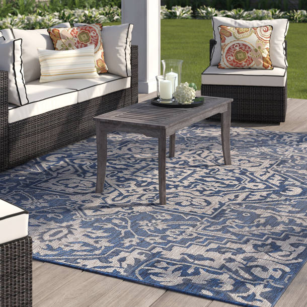 Three Posts™ Bruck Blue Indoor/Outdoor Rug & Reviews | Wayfair