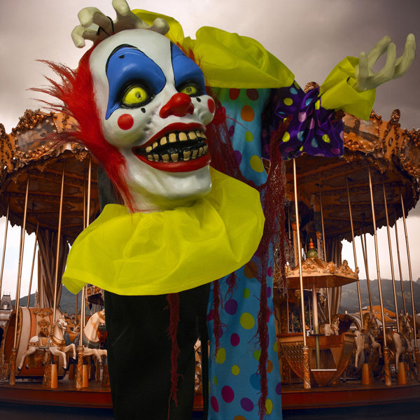 Haunted Hill Farm 43.3 In. Life-Size Scary Talking Clown Halloween ...