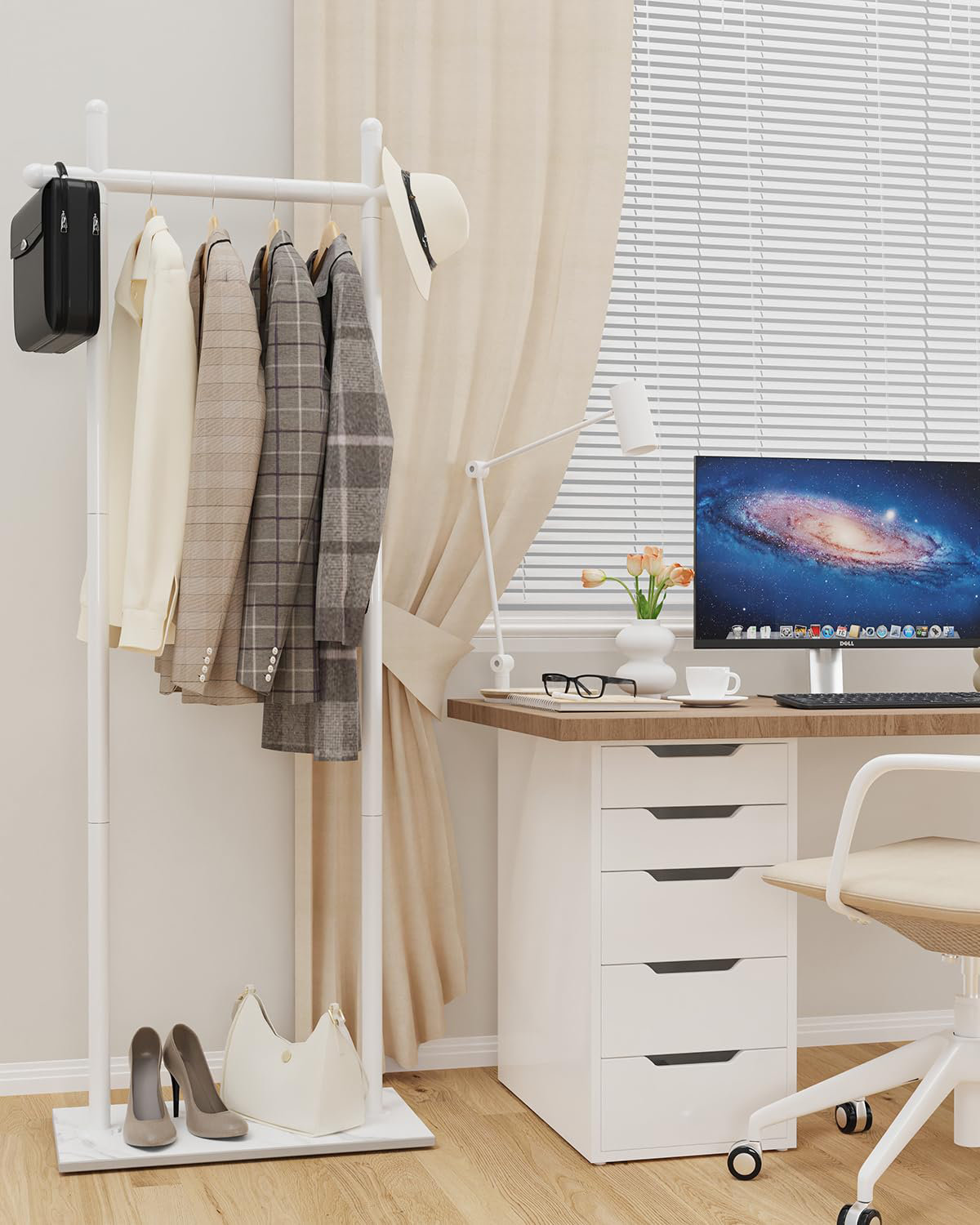 Latitude Run® Coat Rack Freestanding With Natural Rock Base | Wayfair