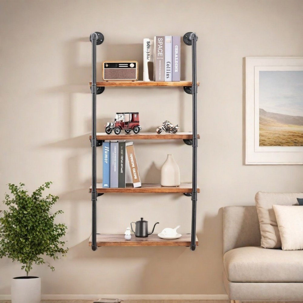 Williston Forge Industrial Pipe Shelving Wall Mounted,24In Rustic Metal ...