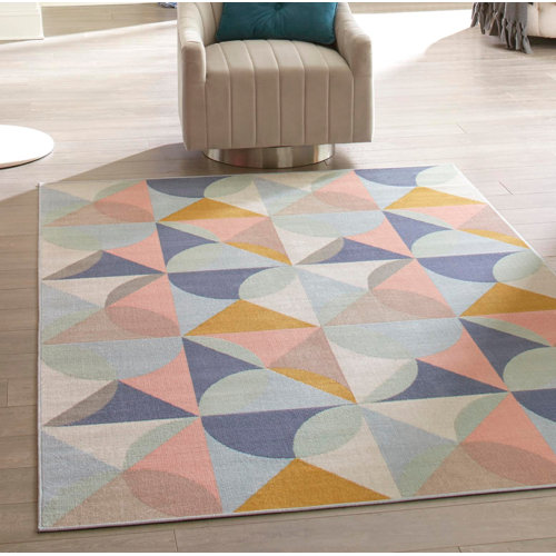 George Oliver Mcbrayer Geometric Beige/Blue/Orange Area Rug & Reviews ...