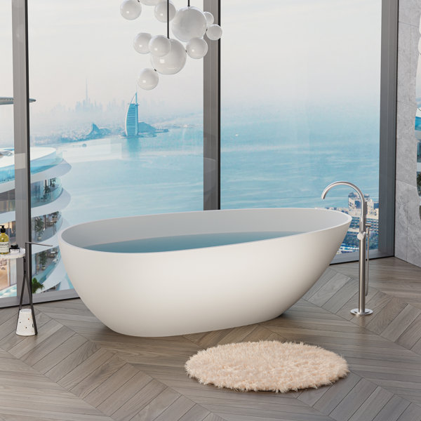 ABRUZZO 59" x 31" Freestanding Soaking Solid Surface Bathtub Stone ...