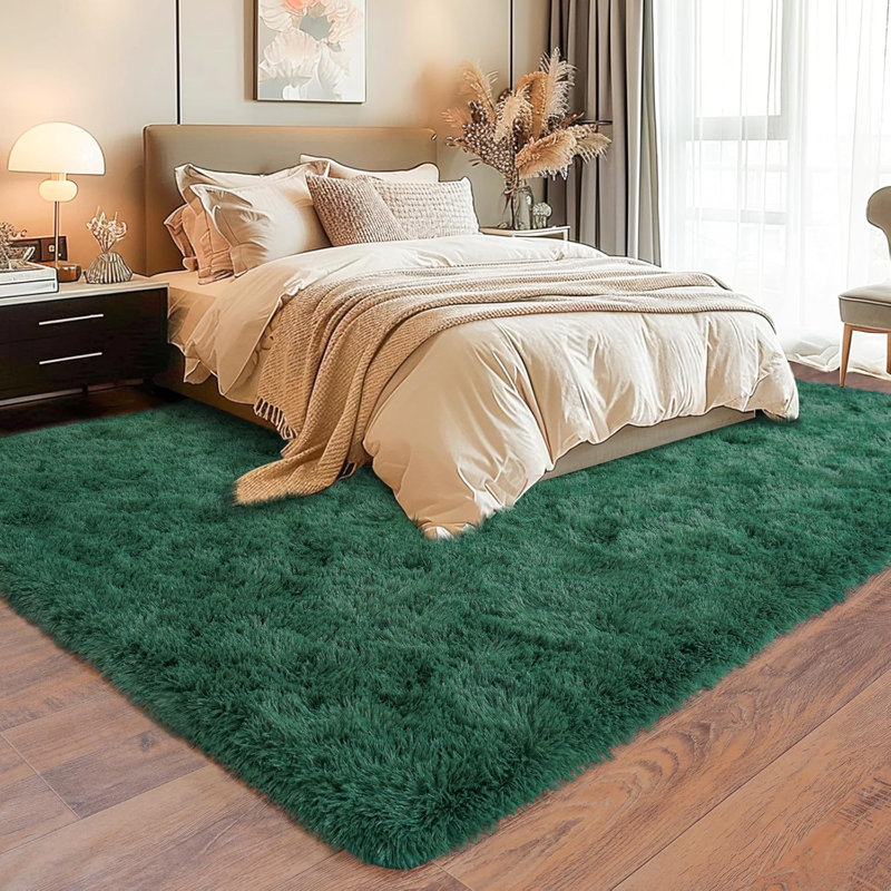 Everly Quinn 5X7 Modern Shag Dark Green Area Rugs | Wayfair