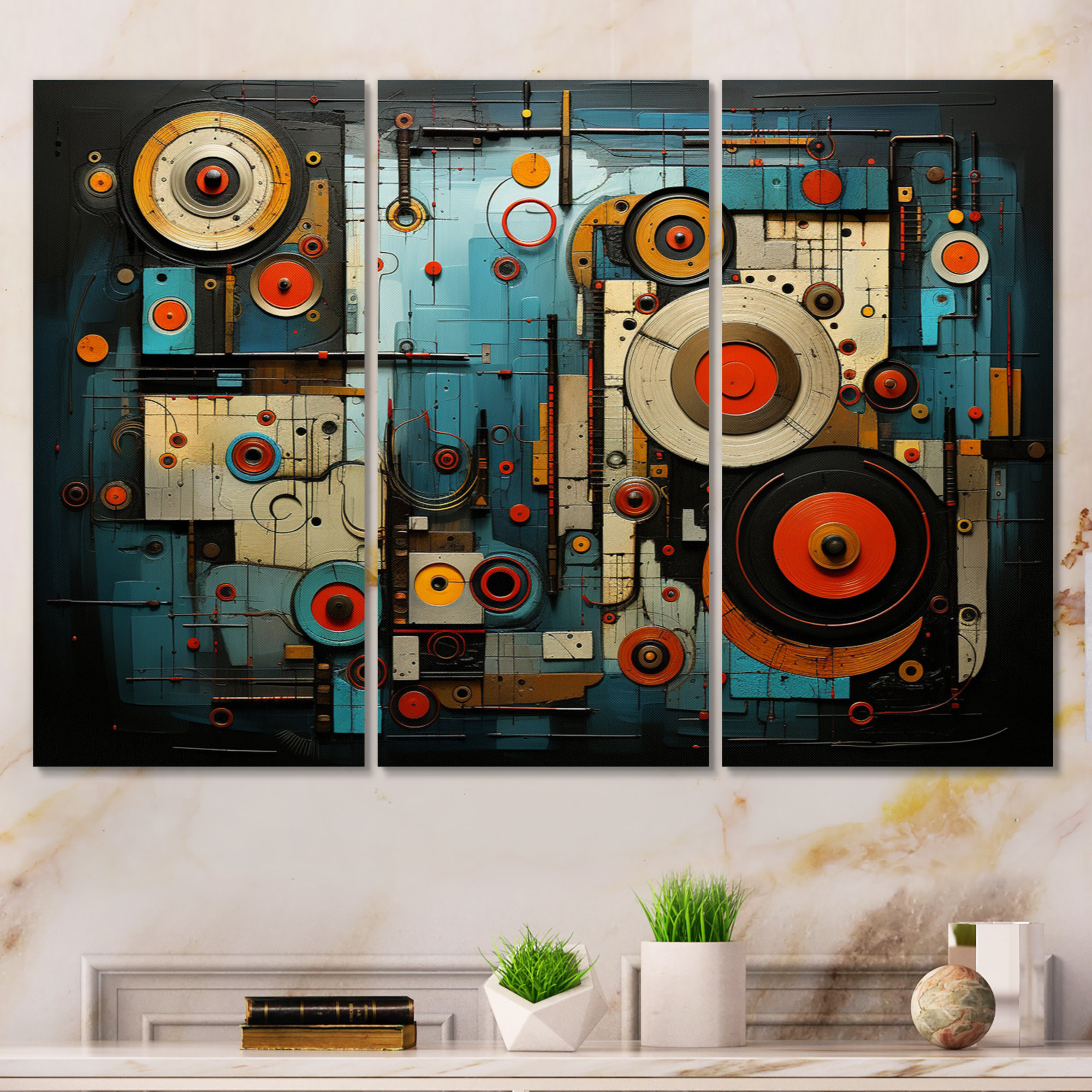 Wrought Studio™ Electric Array I - Abstract Collages Wall Art Print Set ...