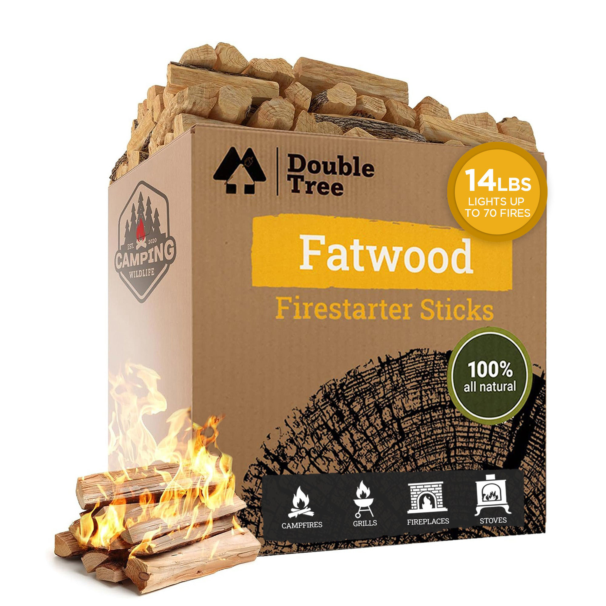 Double Tree Forest Products Fatwood Fire Starter Sticks - 100% Natural ...