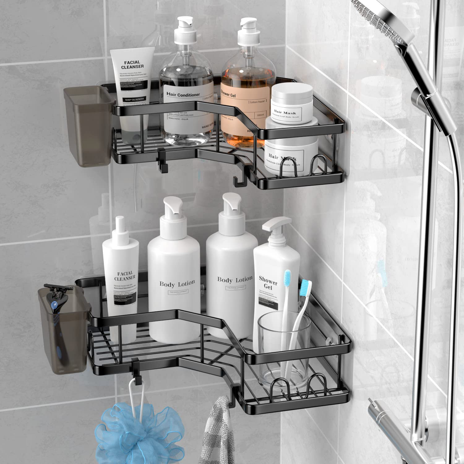 Rebrilliant Corner Shower Caddy, Adhesive Shower Corner Organizer ...