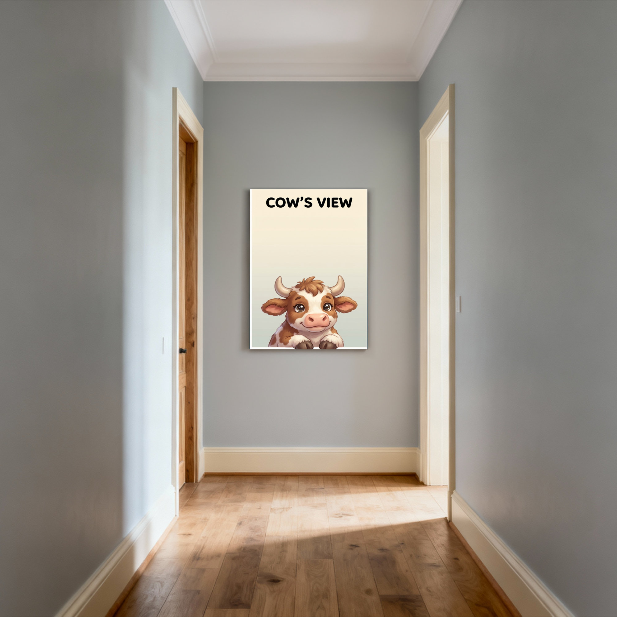 August Grove Cows View Cartoon Cow Animal Print Canvas Wrapped Wall Art ...