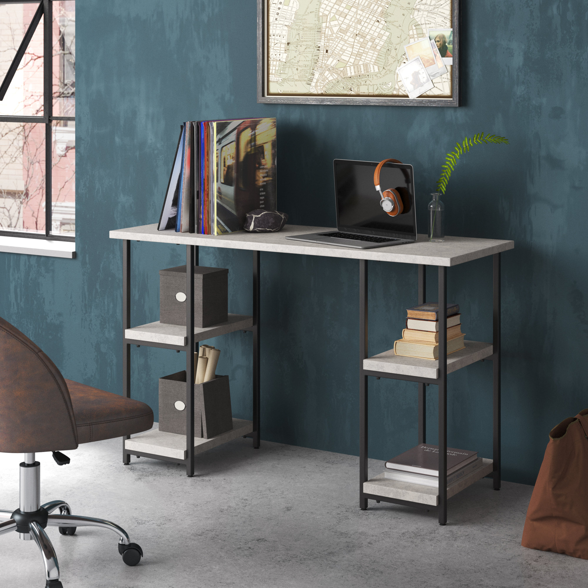 Steelside™ Alex Metal Base Writing Desk | Wayfair