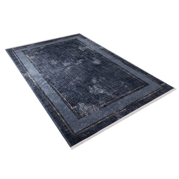 Williston Forge Enya Framed Machine Woven Blue Indoor / Outdoor Area ...