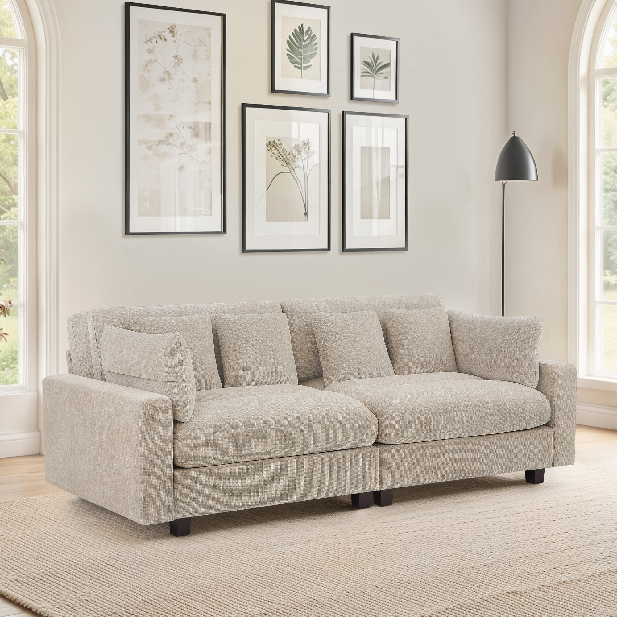 Latitude Run® 2-Piece Upholstered Modular Sofa With Wooden Frame ...