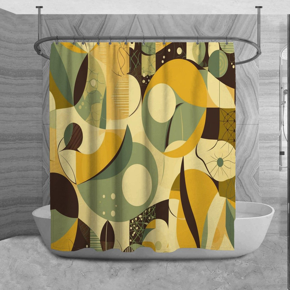 East Urban Home Muiris Geometric Shower Curtain | Wayfair