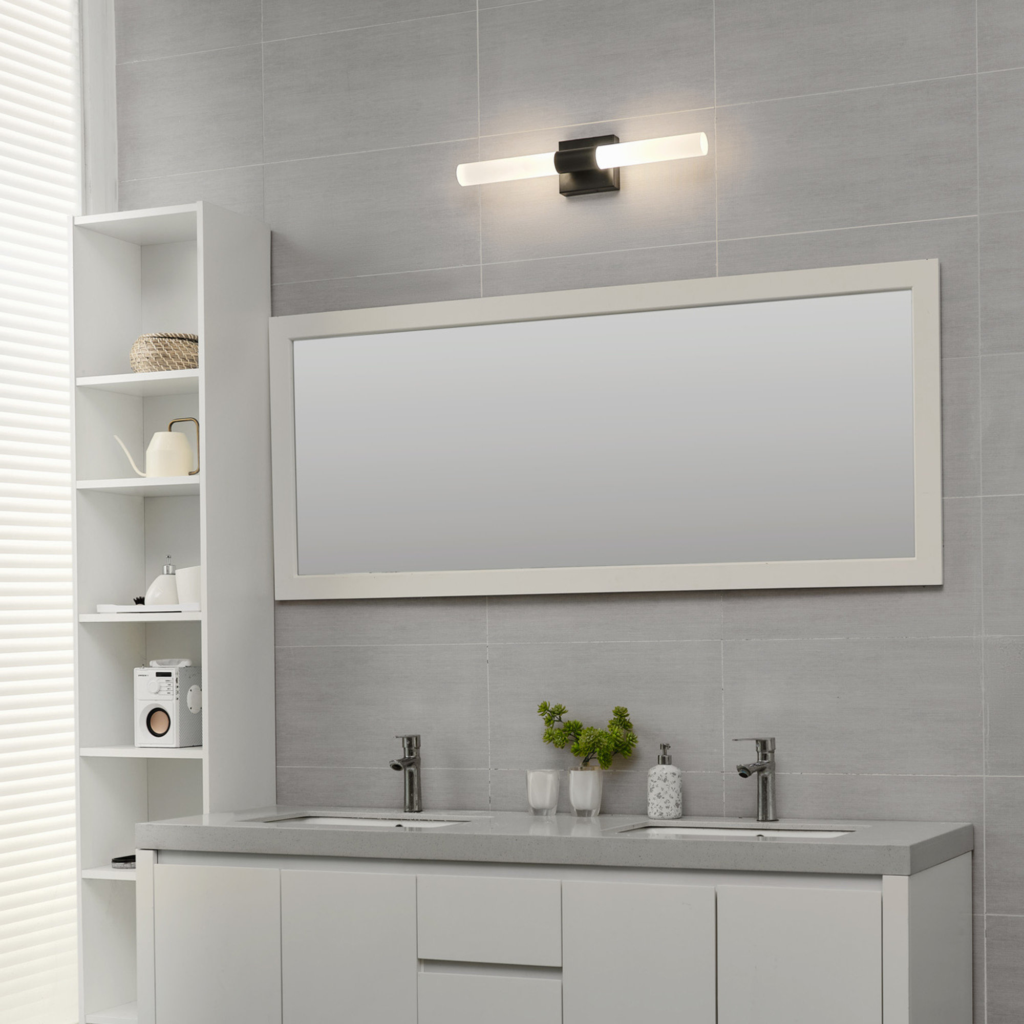 Wrought Studio™ Geneil 1 - Light Dimmable Led Matte Black Vanity Light ...