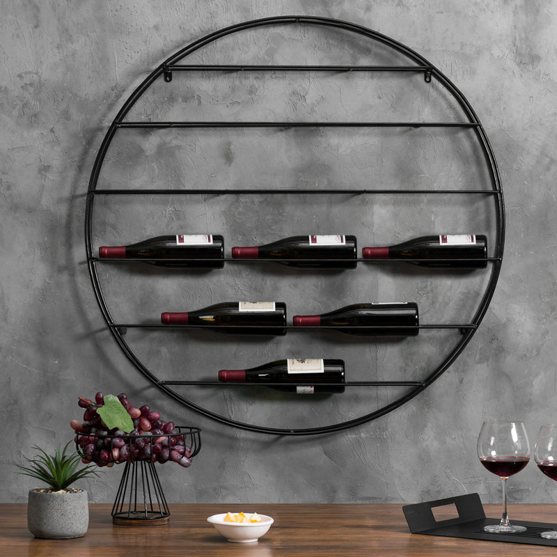 17 Stories Anakin 12 Bottle Wall Mounted Wine Bottle Rack Black ...
