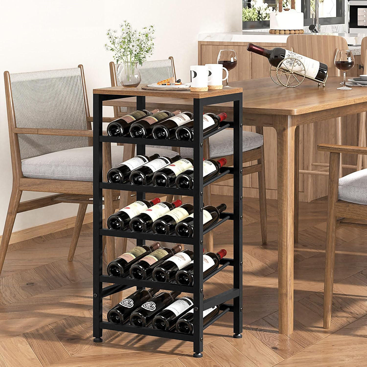 Prep & Savour Wine Rack Freestanding Floor & Coffee Syrup Rack ...