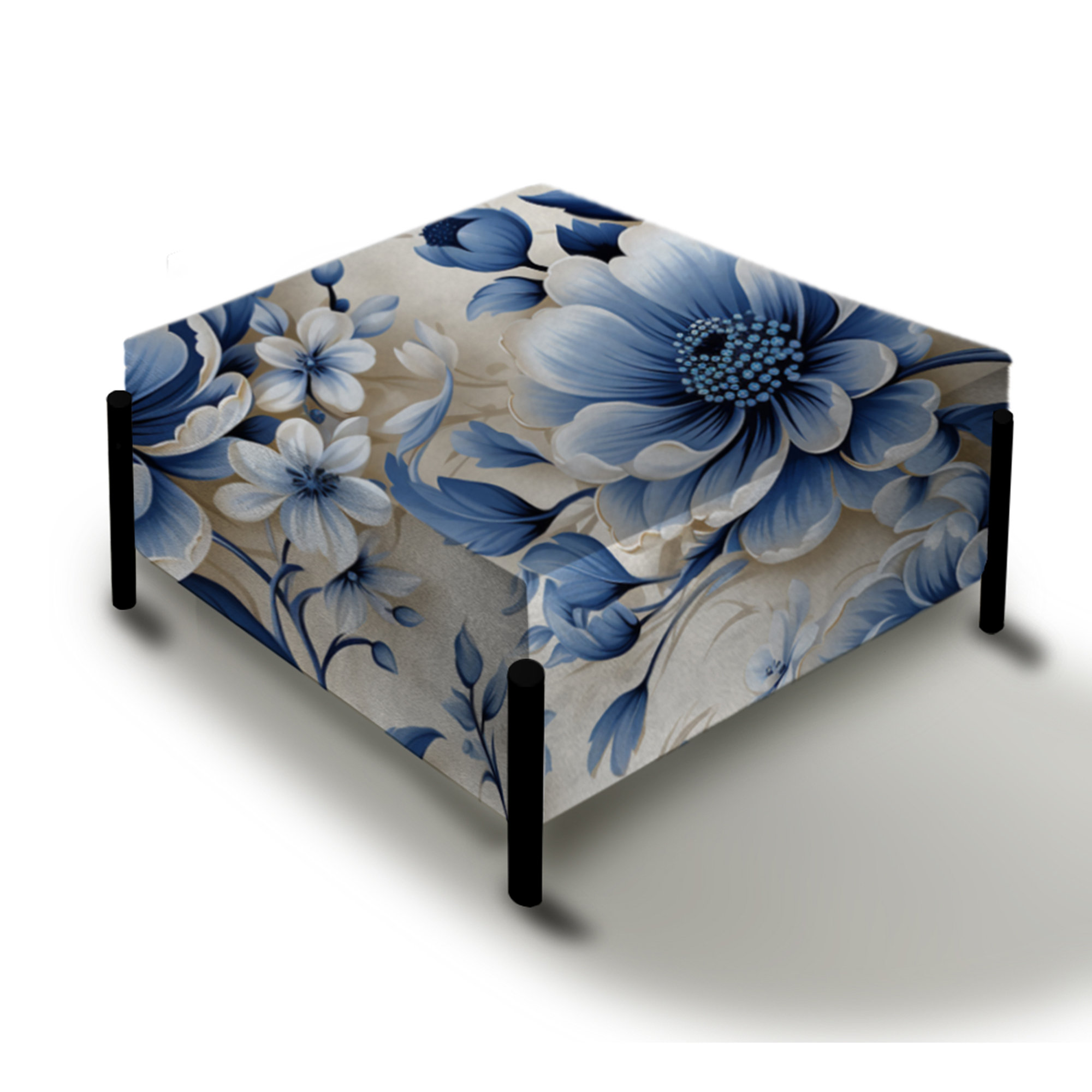 Design Art Cobalt Blue Filigree Vines Victorian Pattern - Floral Large ...