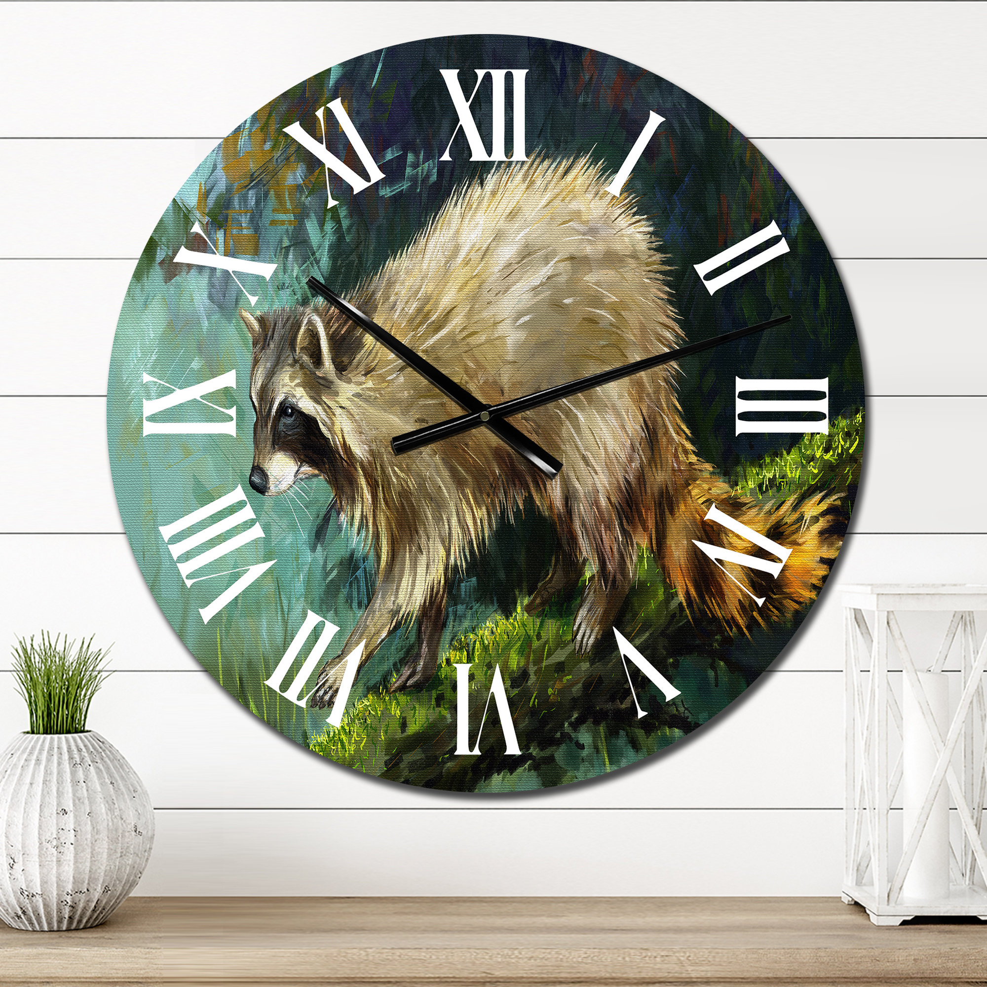 East Urban Home Raccoon in the Wild - Traditional Wall Clock | Wayfair