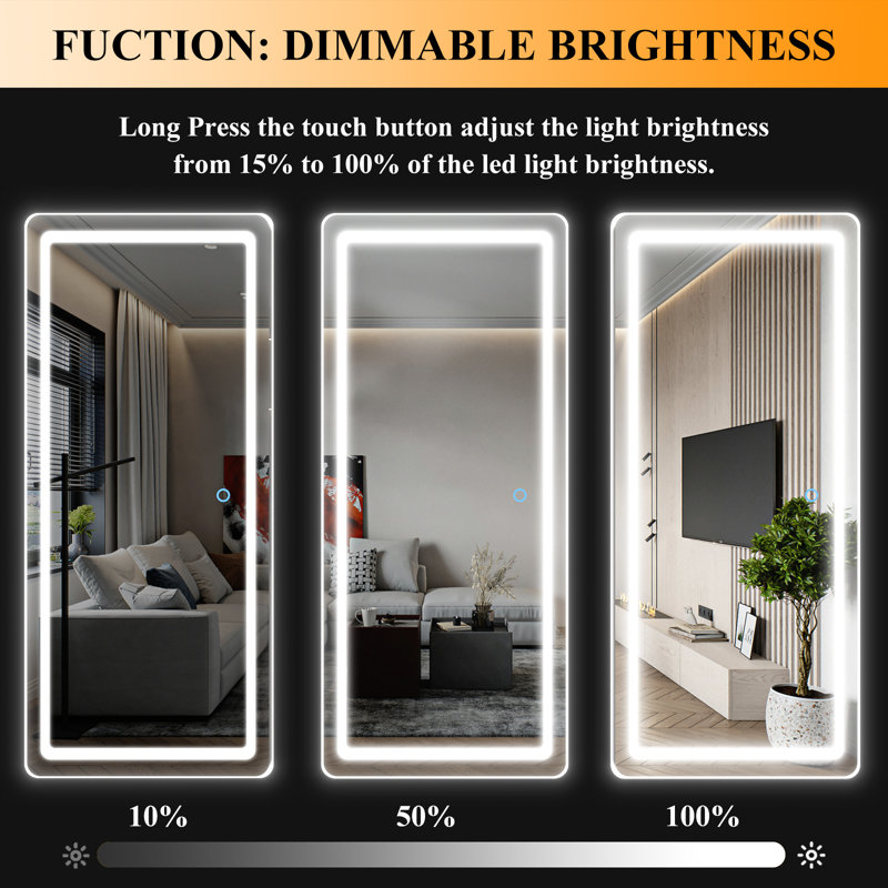 Wrought Studio Daivian Lighted Full Length Mirror & Reviews | Wayfair