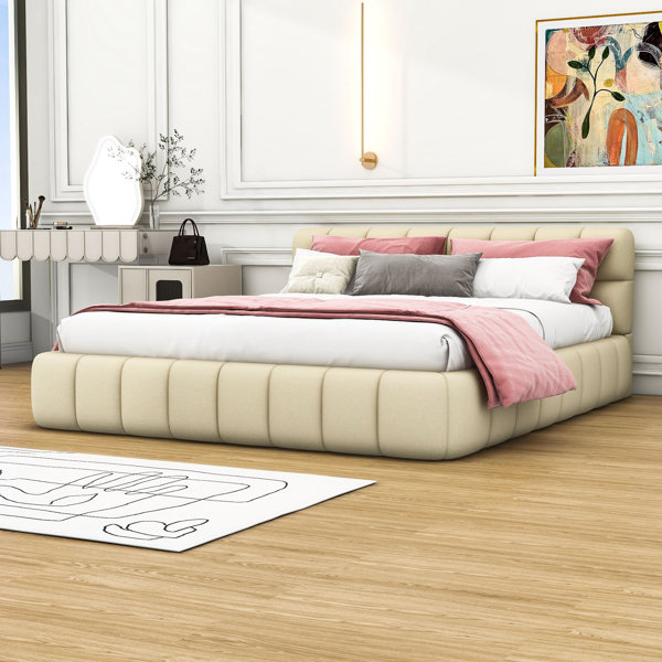 Ivy Bronx Khristin Queen Size Upholstered Platform Bed with Headboard ...