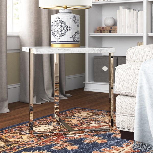 Ivy Bronx Azurdee Glam 24"L Square End Table with Engineered Stone Top ...