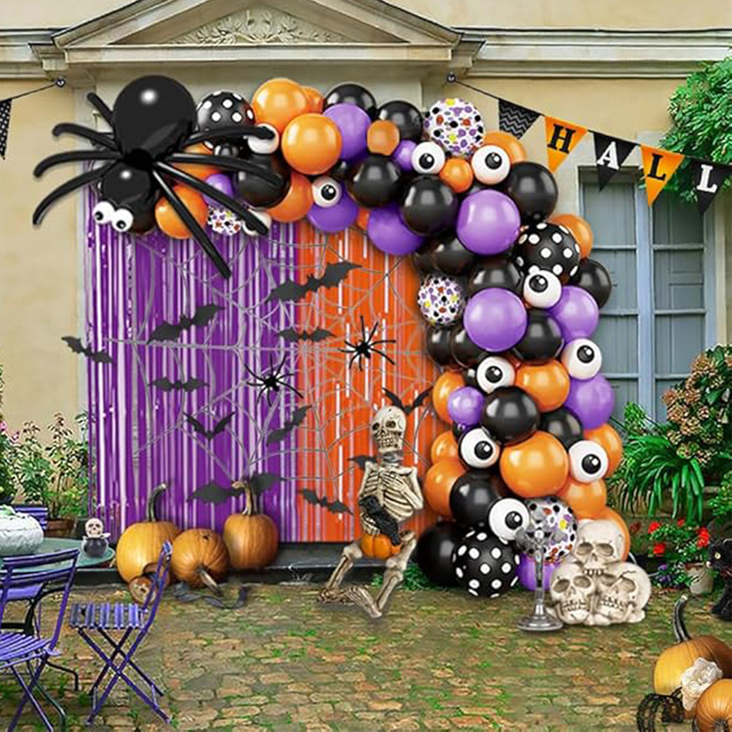 The Holiday Aisle® Halloween Balloon Garland Arch Kit, Halloween Party ...