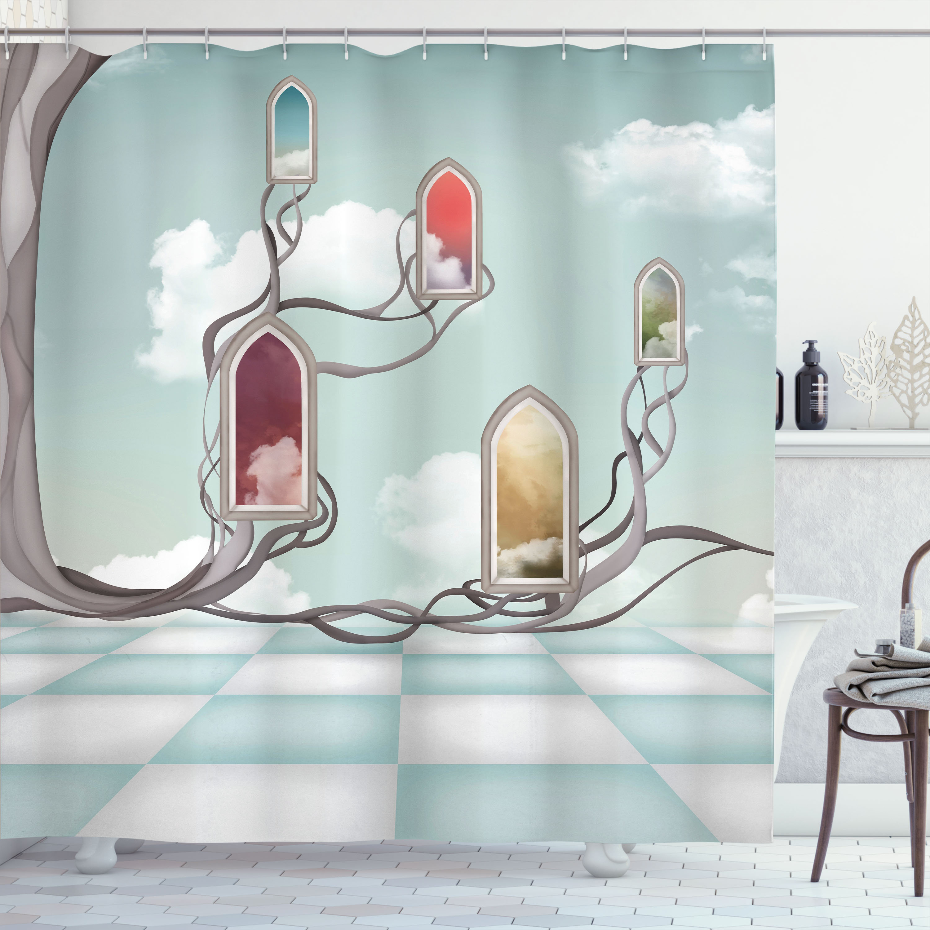 Dovecove Abstract Art Shower Curtain Mirrors over Tree Multicolor | Wayfair