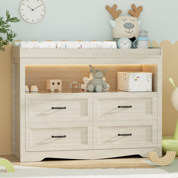 Lark Manor Hessle 47.2'' Solid Wood Baby Changing Table With Four ...