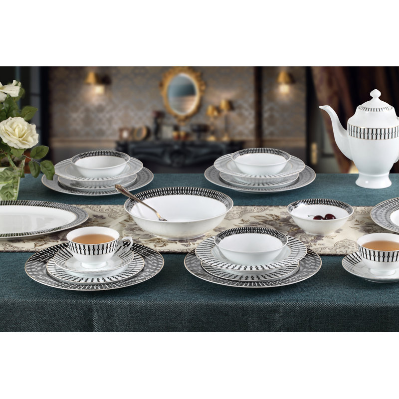 Lorren Home Trends Bone China Dinnerware Set - Service for 8 & Reviews ...