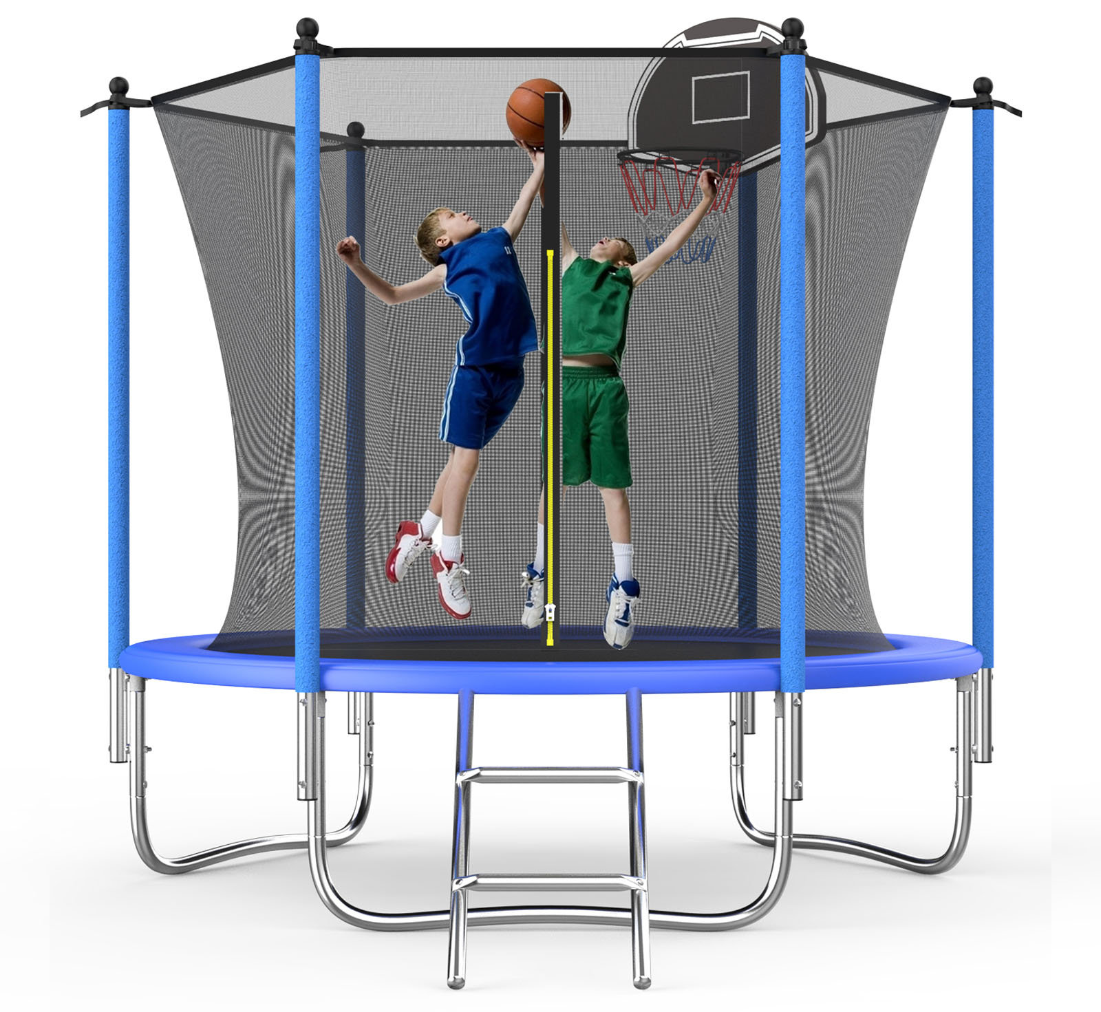 SENCHO GINSYTALIOR 8' Round Backyard Trampoline with Safety Enclosure ...