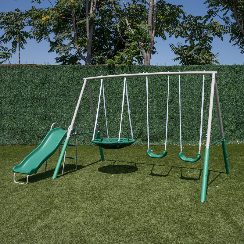 The Swing Company Northridge Metal Swing Set with Saucer Swing and 5 ...