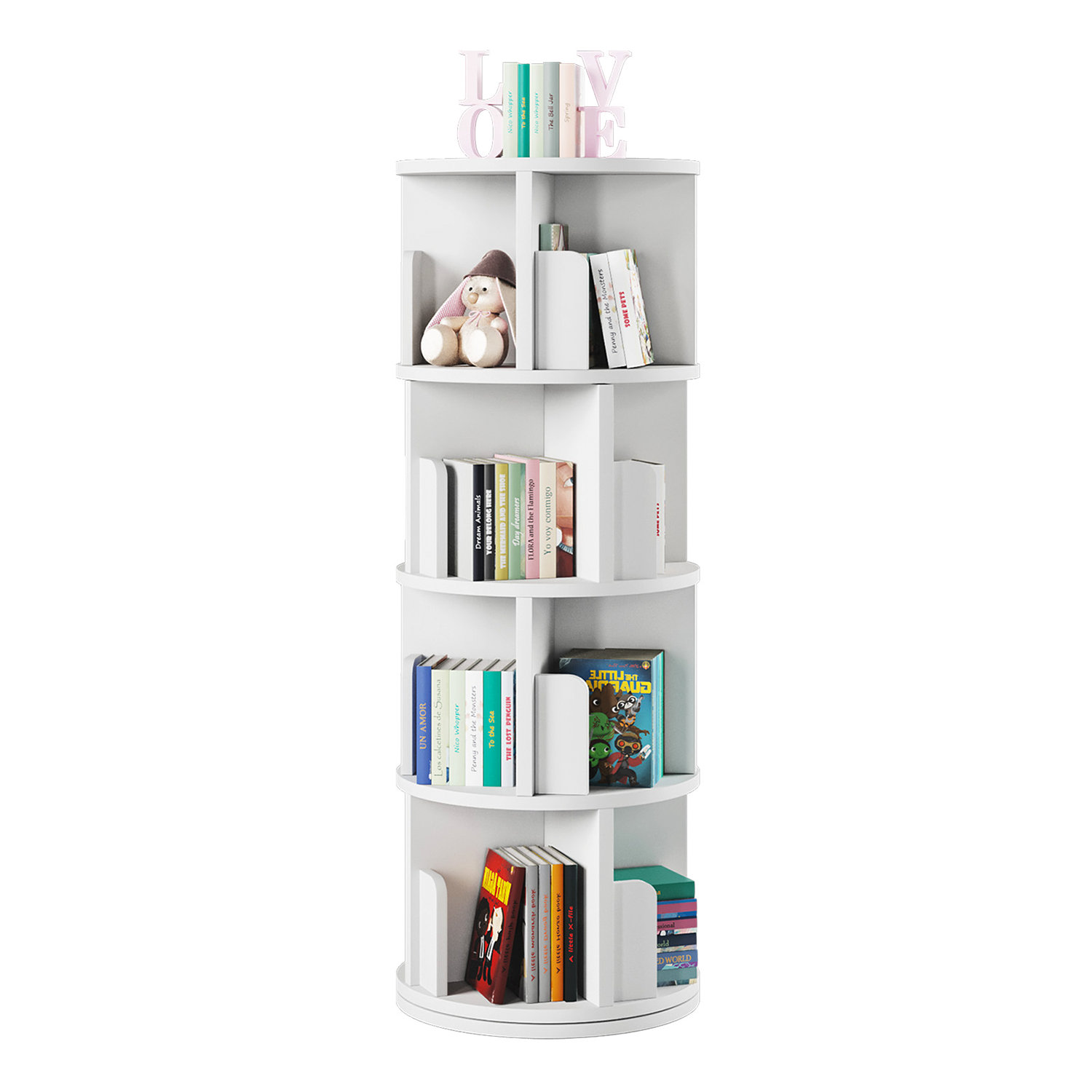 Ebern Designs Rotating Bookshelf, 360° Rotating Bookcase For Small ...