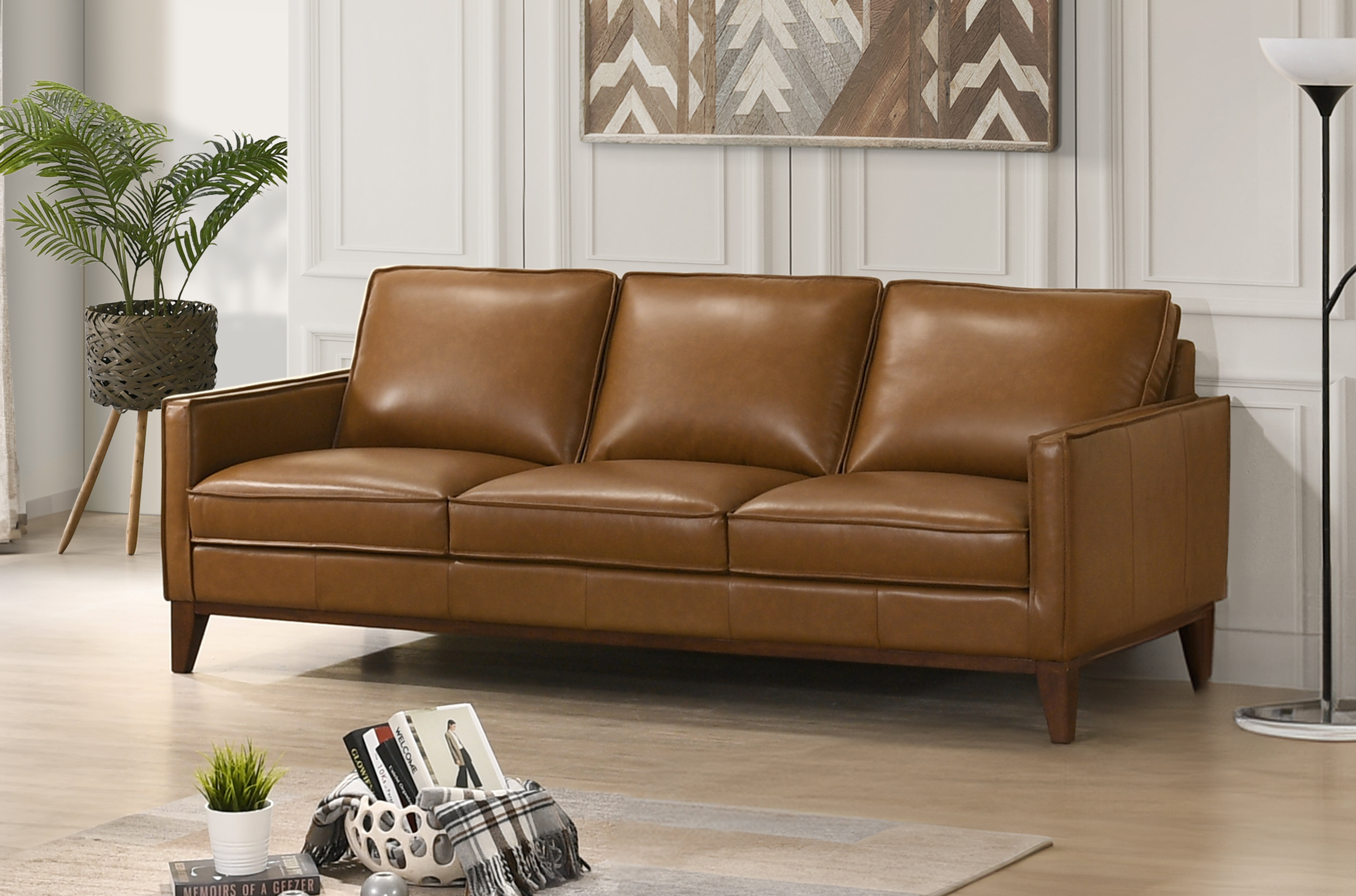 Wade Logan Caliah 85" Leather Sofa, Caramel & Reviews - Wayfair Canada