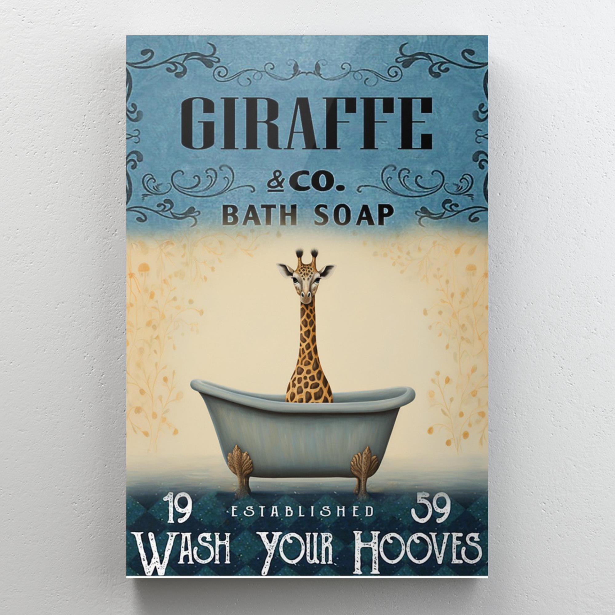Trinx Adileni Giraffe Bath Soap On Canvas Graphic Art | Wayfair
