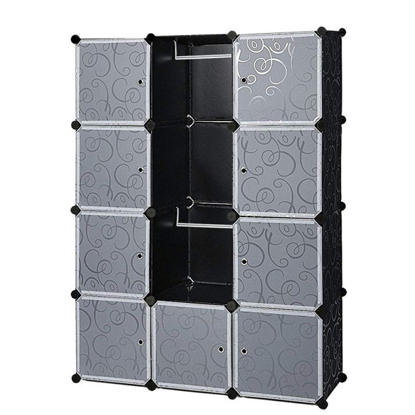 Draper Portable Wardrobe,12 Cube Storage Organiser Unit, Cube Closet ...